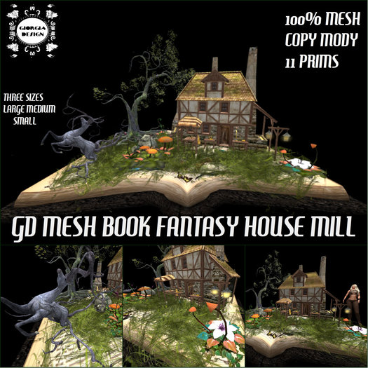 Second Life Marketplace - GD MESH BOOK FANTASY HOUSE MILL