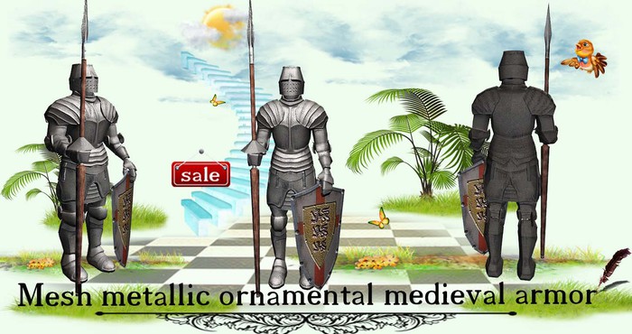 Second Life Marketplace - Mesh metallic silver ornamental medieval ...