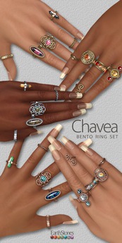 Second Life Marketplace - EarthStones Chavea Bento Ring Set - Sugilite ...