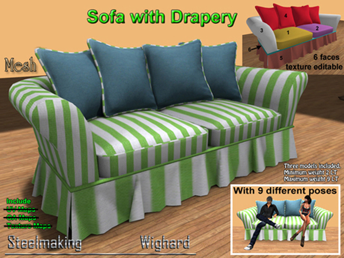 Second Life Marketplace - Sofa double with drapery