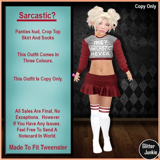 Second Life Marketplace - Glitter Junkie - Sarcastic? Red (Tweenster)