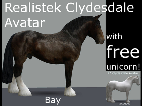 Second Life Marketplace - Realistek Clydesdale Horse Avatar (Bay / boxed)