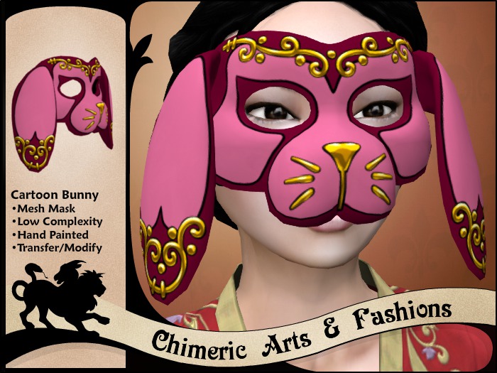 Second Life Marketplace - Cartoon Royal Bunny Mask - Pink