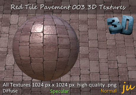 Second Life Marketplace - JU Red Tile Pavement 003 3D Textures Full Perm