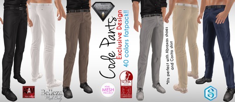 Second Life Marketplace - Code White Male Mens Formal Pants - Mesh ...