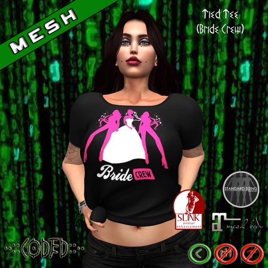 Second Life Marketplace - ..:: CODED ::.. Tied Tee (Bride Crew)