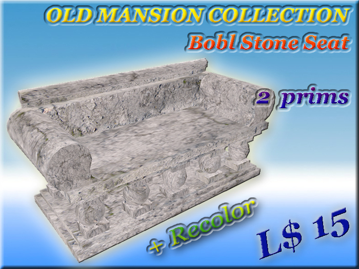 Second Life Marketplace - OLD MANSION COLLECTION Bobl Stone Seat (2 prim)