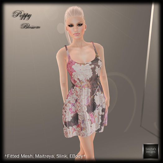 Second Life Marketplace - SAS - Poppy Blossom Dress (Mesh Bodies ...