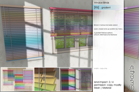 Second Life Marketplace - Sway's [Iris] Window Blinds . gradient