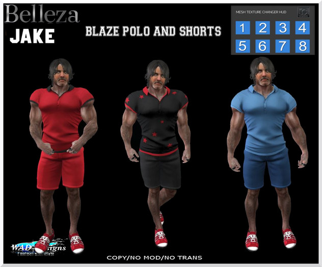 Second Life Marketplace - BLAZE TOP AND SHORTS BELLEZA JAKE