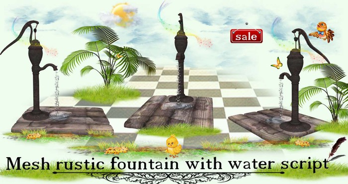 Second Life Marketplace - Mesh rustic fountain with water script