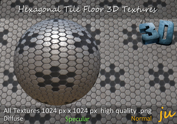 Second Life Marketplace - JU Hexagonal Tile Floor 3D Textures Full Perm