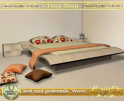 Second Life Marketplace - Bed and pedestals "Wave"100% mesh (full perm).