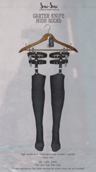 Second Life Marketplace - Sari-Sari - Garter Knife High Socks (Black ...