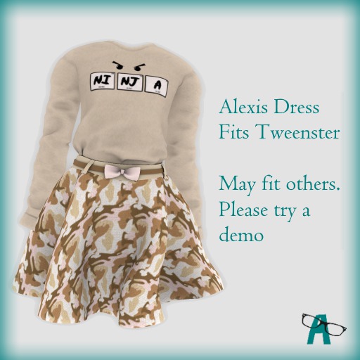 Second Life Marketplace - {-A-} Tweenster Alexis Dress - Ninja