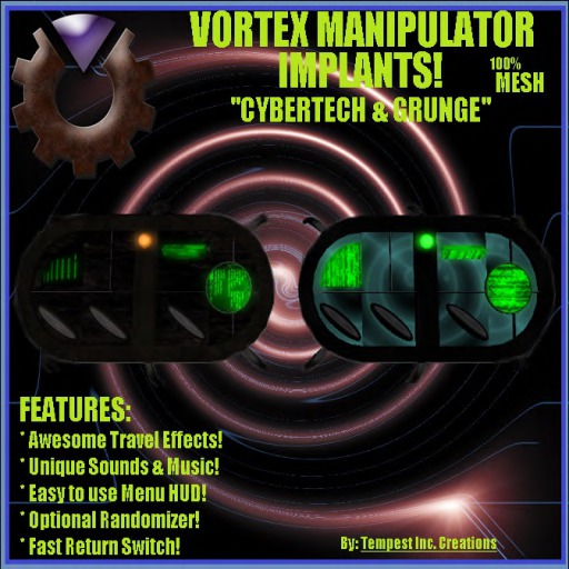 Second Life Marketplace - Vortex Manipulator IMPLANTS [Cyber & Grunge]