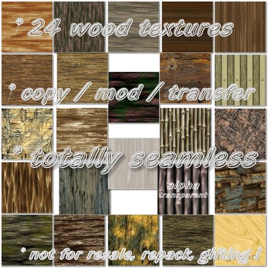 Second Life Marketplace - 24 wood / bark / bamboo / old mossy wood ...