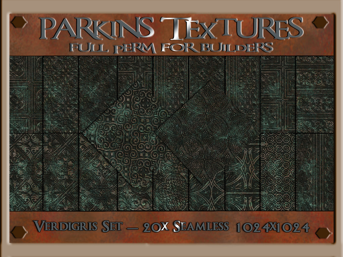 Second Life Marketplace - Parkins Textures - Verdigris Set - 20x Full ...