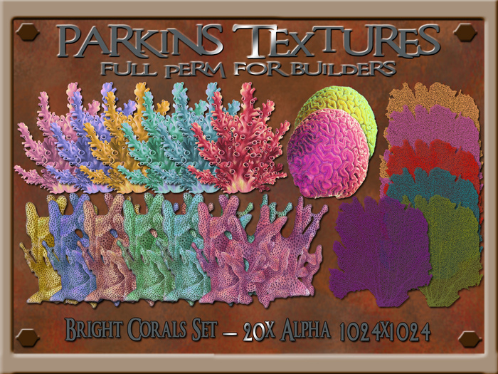 Second Life Marketplace - Parkins Textures - Bright Coral Set - 20x ...