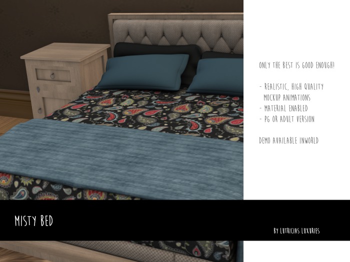 Second Life Marketplace - Lutricias Luxuries - Misty bed - PG - nougat