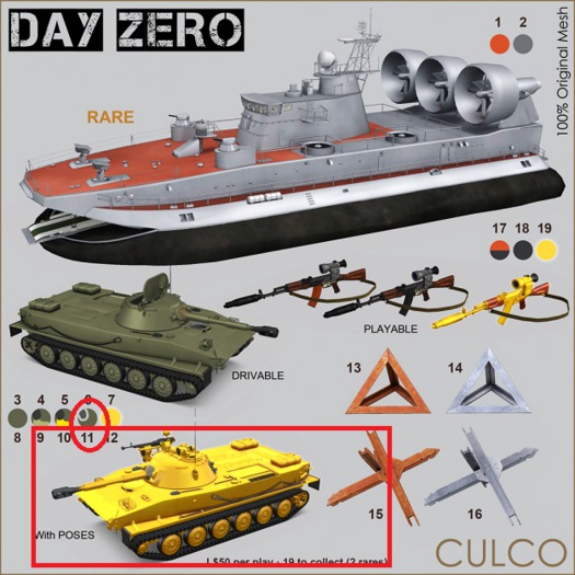 Second Life Marketplace - 11 -Culco- Day Zero -Tank -Camo 3 -Poses 30Li