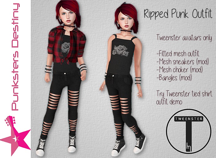 Second Life Marketplace - *PD* Ripped Punk Outfit tweenster