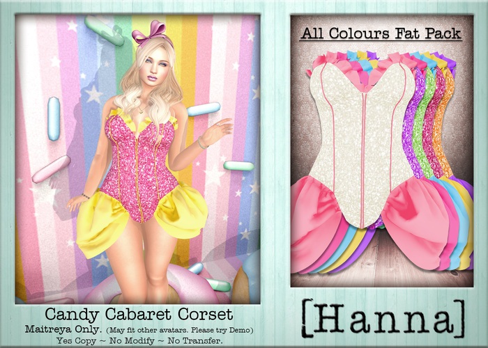 Second Life Marketplace [hanna] Candy Cabaret Corset Fatpack