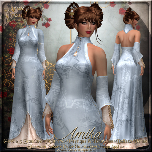 Second Life Marketplace - {AS} Amika Fitted Mesh Gown: Light Blue ...