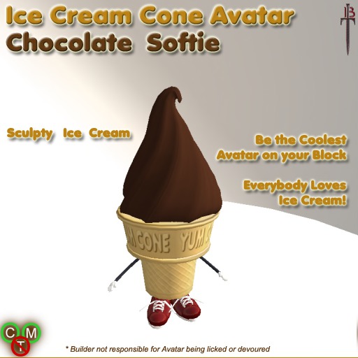 Second Life Marketplace - Ice Cream Cone Avatar: Chocolate Softie