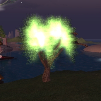 Second Life Marketplace - Sculpted glowy tree with falling sparkles - Green