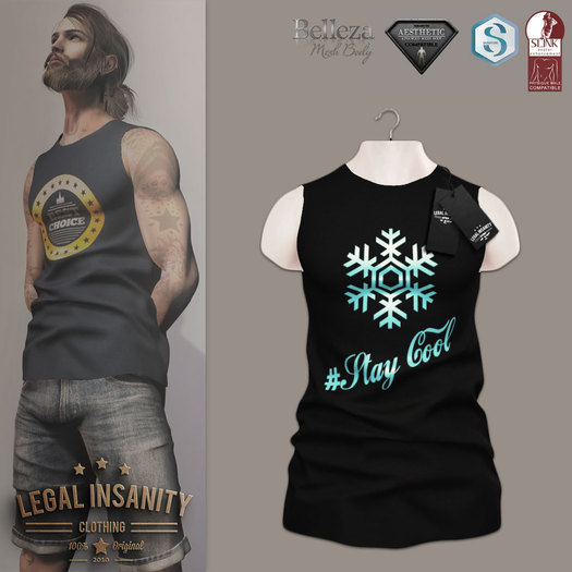 Second Life Marketplace - Legal Insanity - Johnny stay cool black tshirt