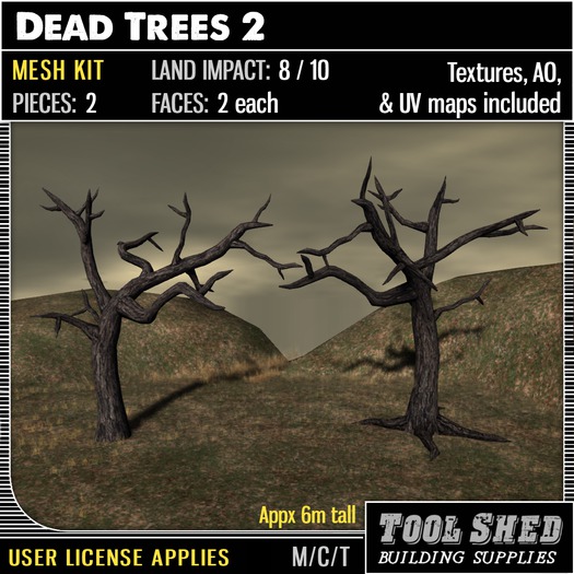 Second Life Marketplace - Tool Shed - Dead Trees 2 Mesh Kit - Halloween ...