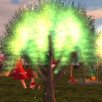 Second Life Marketplace - Sculpted glowy tree with falling sparkles - Green