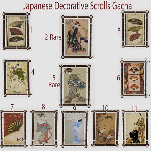 Second Life Marketplace - Japanese Decorative Scrolls Gacha 5 RARE