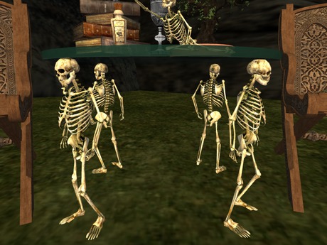Second Life Marketplace - MSD - Skeleton Table - Decor & Chairs (14 LI) C/M
