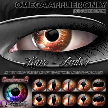 Second Life Marketplace - Sinful Needs - Omega Eyes Applier - Lume Amber