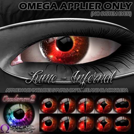 Second Life Marketplace - Sinful Needs - Omega Eyes Applier - Lume Infernal