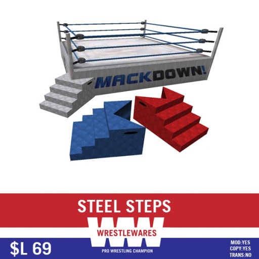 Second Life Marketplace - Steel Wrestling Ring Steps *wrestlewares*