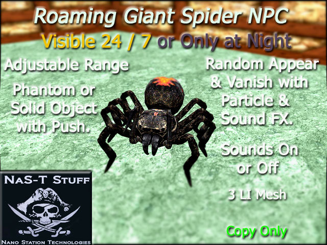 Second Life Marketplace - Roaming Giant Spider NPC with Spooky Sounds ...