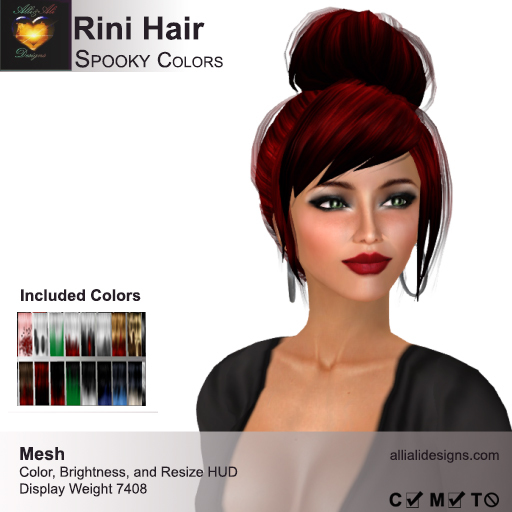 Second Life Marketplace - A&A Rini Hair Spooky Colors Pack. Resizeable ...