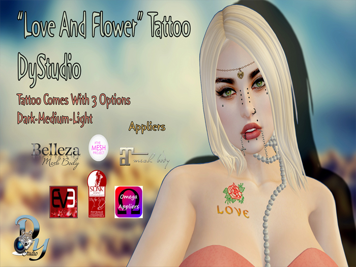 Second Life Marketplace - Love Tattoo - DyStudio (Wear & Touch To Unpack)