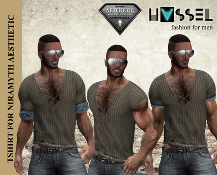 Second Life Marketplace - (HASSEL) V-NECK T-SHIRT WITH LACES, BROWN ...