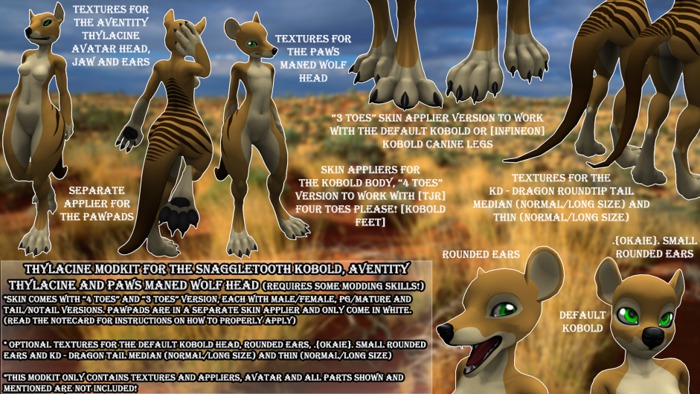 Second Life Marketplace - *C.C* Thylacine Natural ModKit for ONA ...