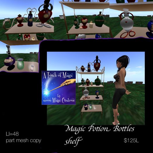 Second Life Marketplace - Magic Potion Botteles shelf Crate