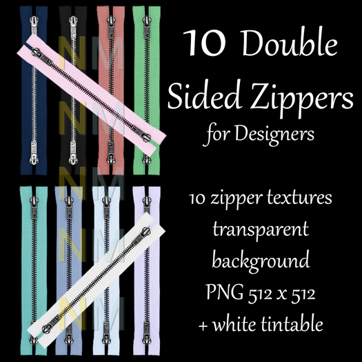 Second Life Marketplace - Double Sided Zipper Textures Transparent ...