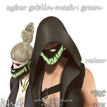 Second Life Marketplace - .::KHD::. Cyber Goblin Mask: green