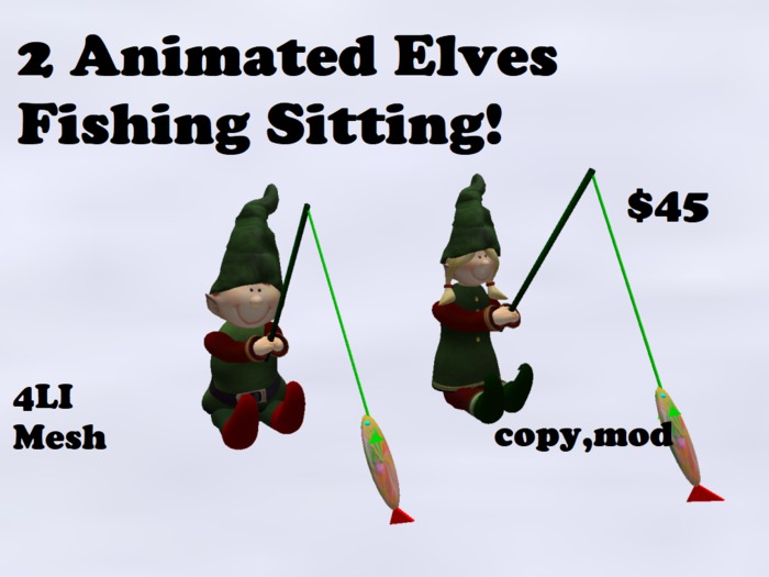 Second Life Marketplace - 2 Fishing Elves Sitting Animated