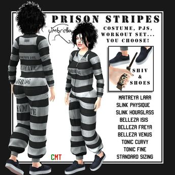 Second Life Marketplace - [u] Classiic Striped Convict Prison Uniforms ...