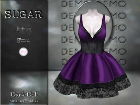 Second Life Marketplace - :-:SUGAR:-: Dark Doll Dress {PURPLE} DEMO