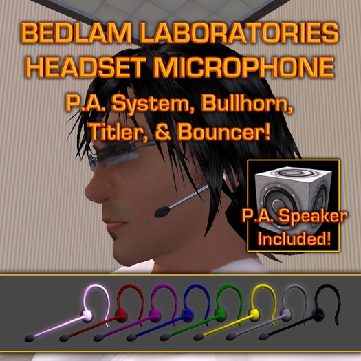 Second Life Marketplace - Bedlam Labs Headset Mic (boxed)